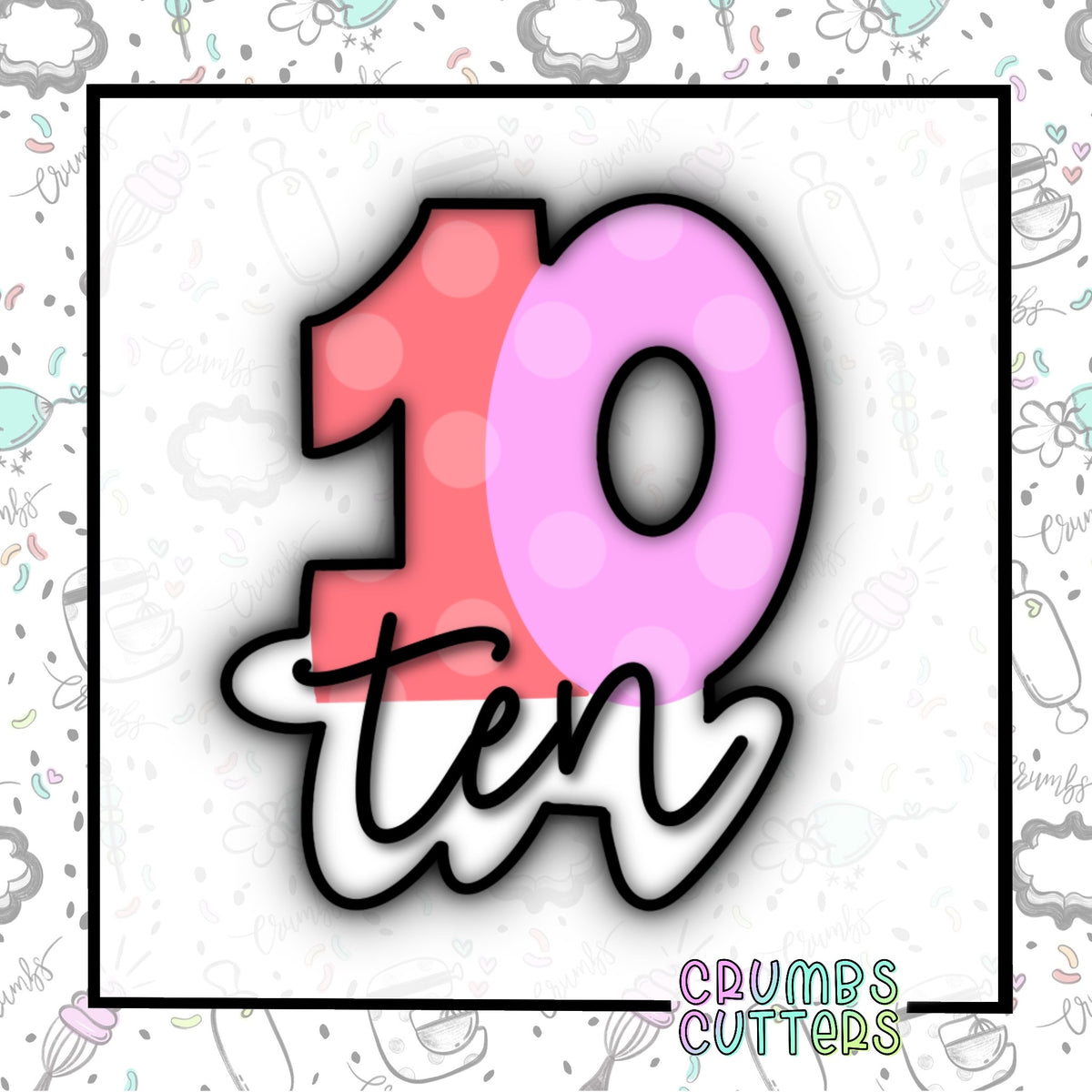 Lettered Number 10/Ten Cookie Cutter – Crumbs Cutters