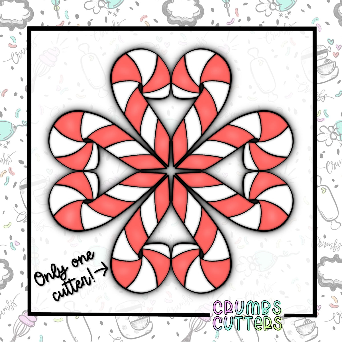 Candy Cane Platter Cookie Cutter – Crumbs Cutters