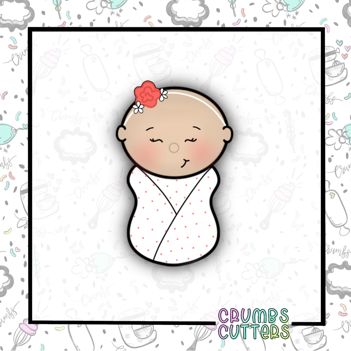 Swaddled Baby Girl Cookie Cutter – Crumbs Cutters